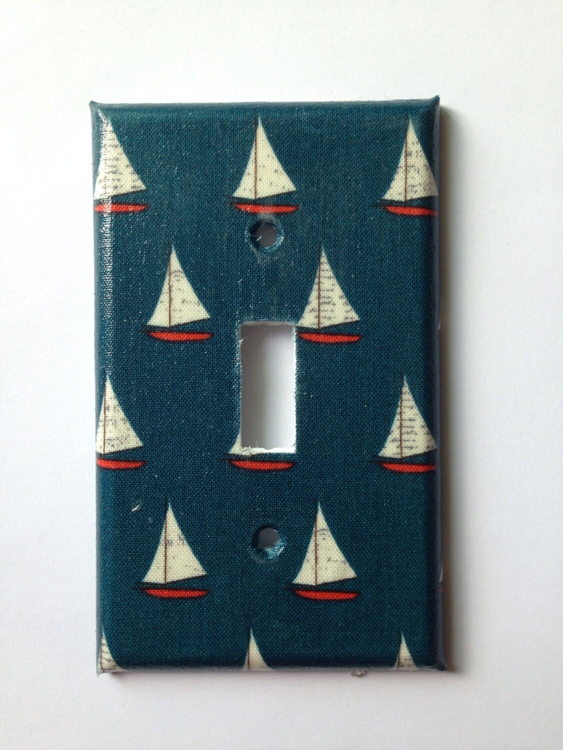 Navy Blue Sailboat Single Light Switch Plate Cover / Nautical Bedroom ...