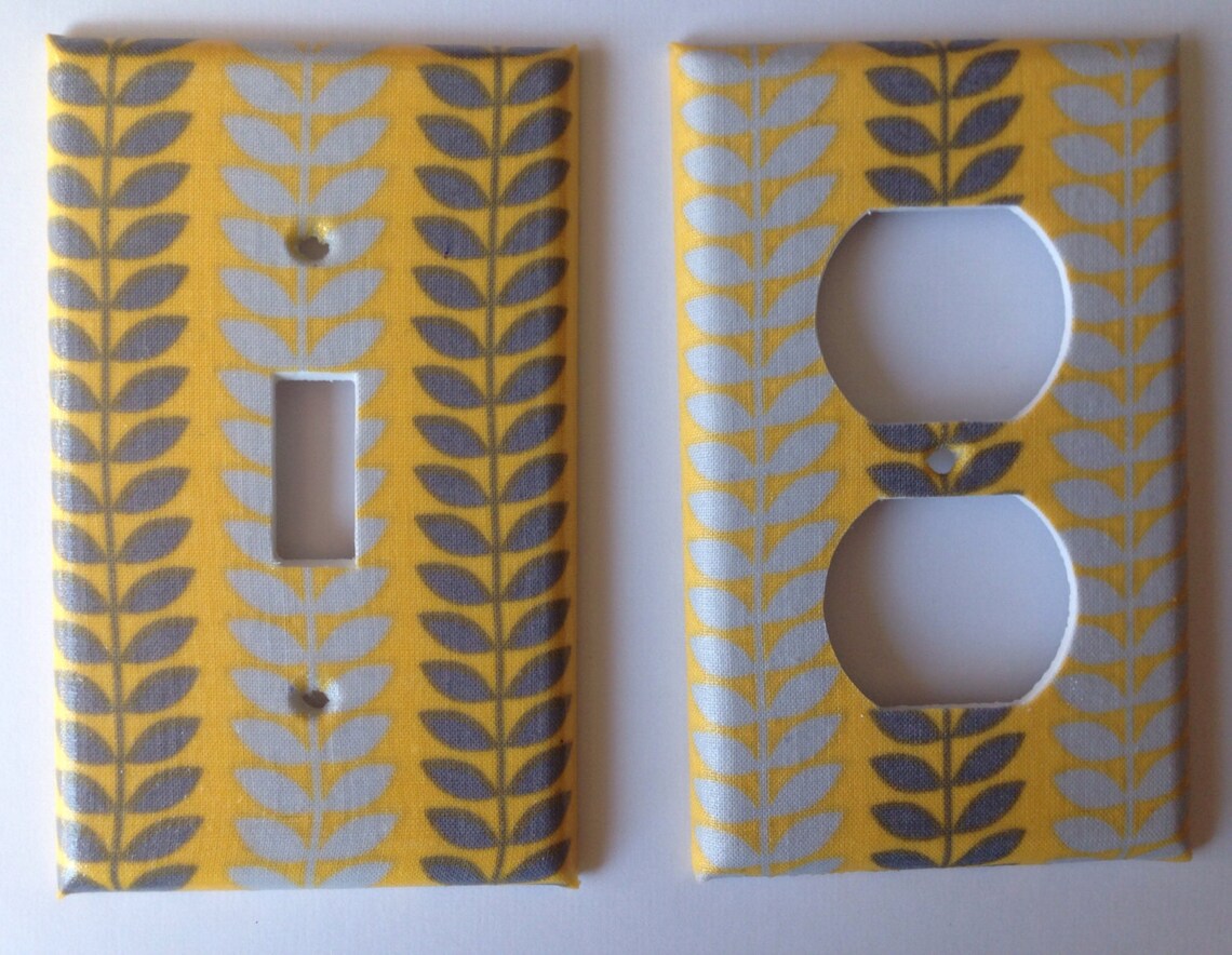 Yellow Gray Decor / Yellow and Gray Double Light Switch Cover/ | Etsy