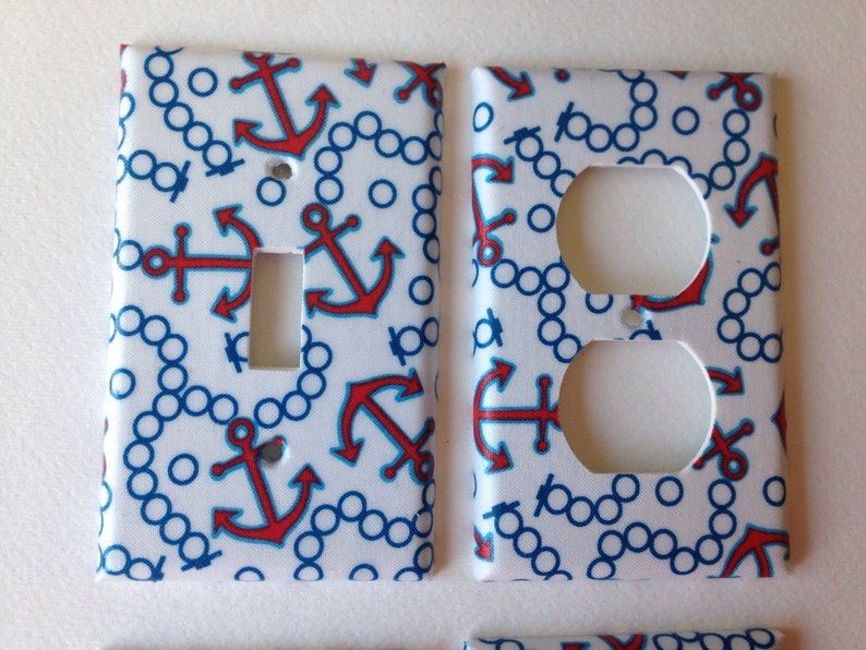 Anchor Light Switch Plate Cover/ Blue Red Nautical Anchors Single ...