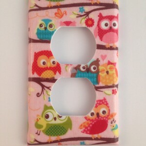 Owl Light Switch Plate / Pink Purple Yellow Owls Single Light Switch ...