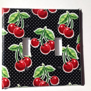 Cherry Light Switch Plate Retro Cherries and Polka Dots Double Light ...
