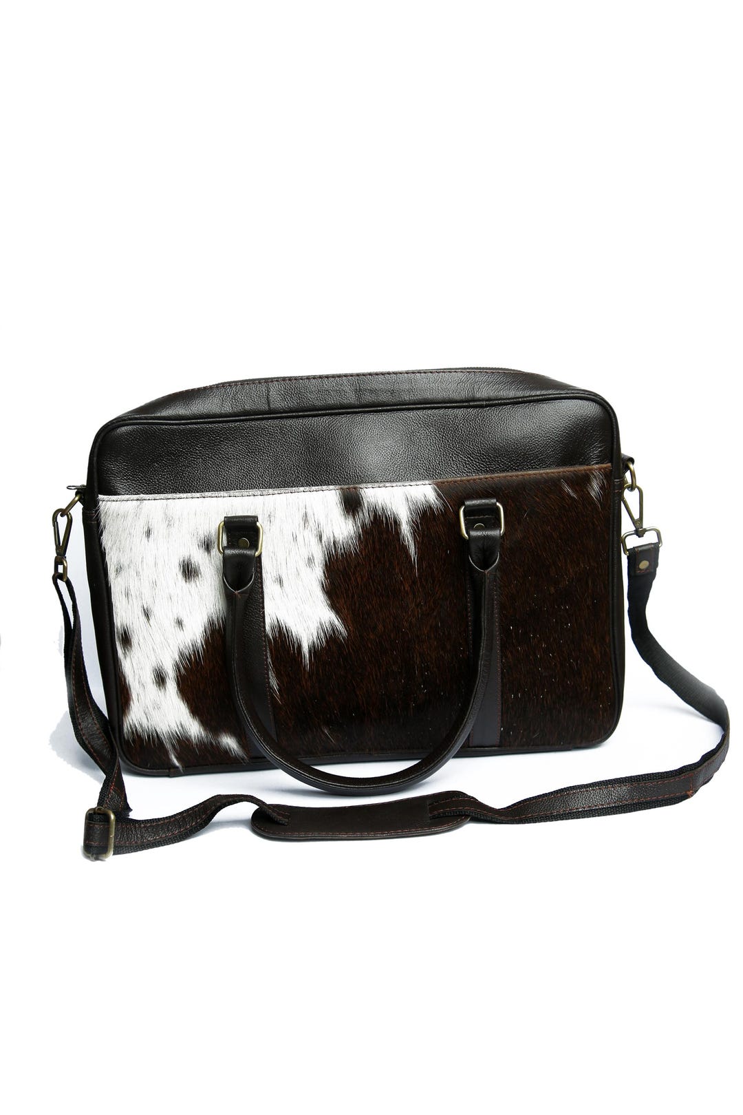 Handmade Cowhide Laptop Bag, Hair-on Hide Leather Office Bag - Etsy