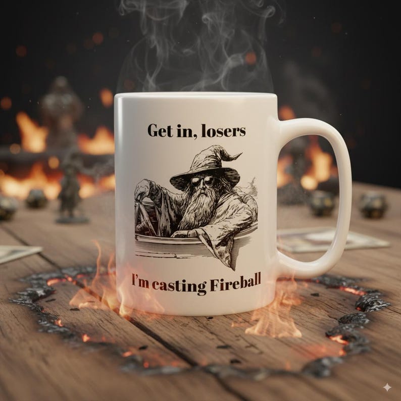 Fireball Wizard Mug: Funny Dungeons and Dragons Coffee Cup, Critical ...