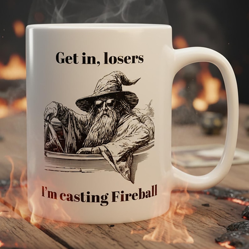 Fireball Wizard Mug: Funny Dungeons and Dragons Coffee Cup, Critical ...