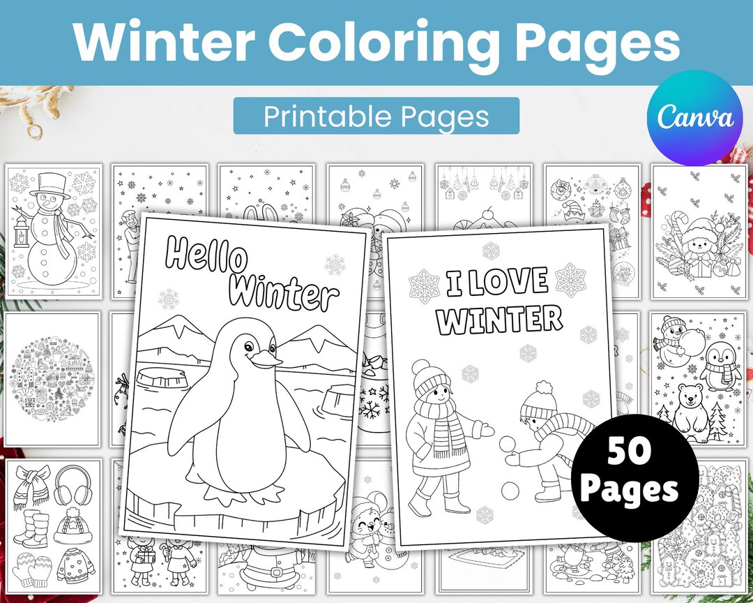 50 Winter Coloring Pages, Christmas Coloring Book, Winter Activities ...