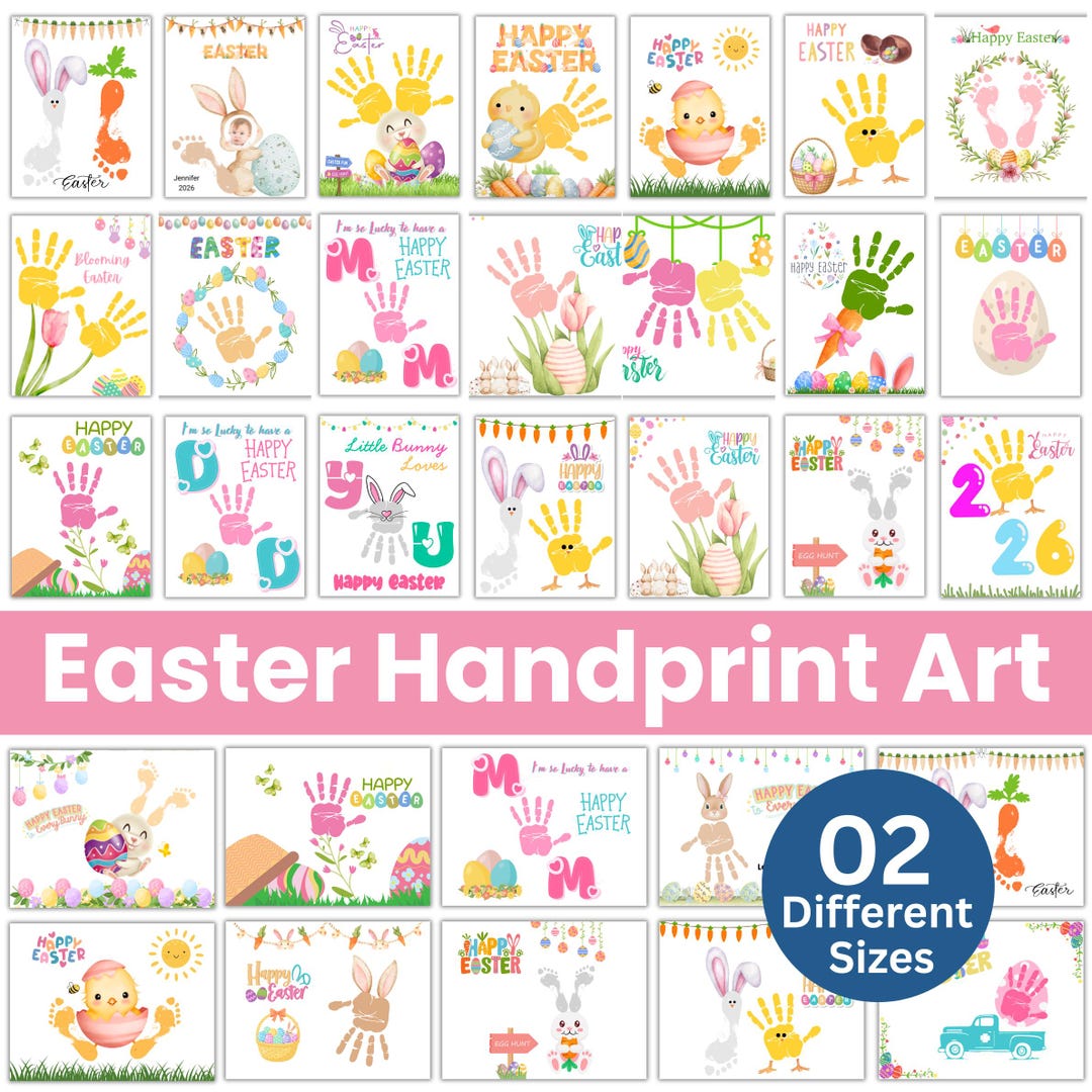 Easter Handprint and Footprint Mega Bundle, Kids Easter Printable ...