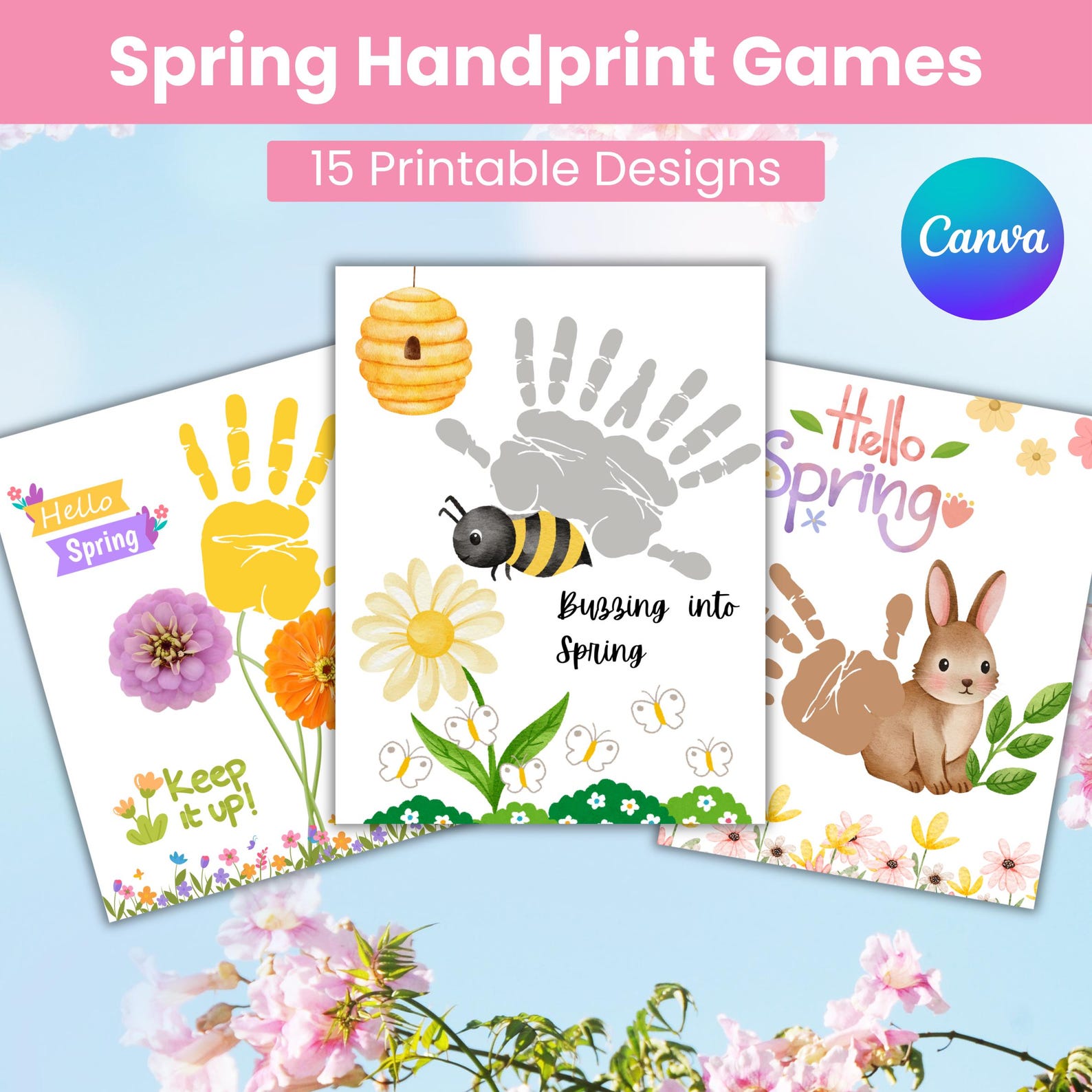 Spring Handprint Craft, Printable Art, Toddler Preschool Spring Art ...