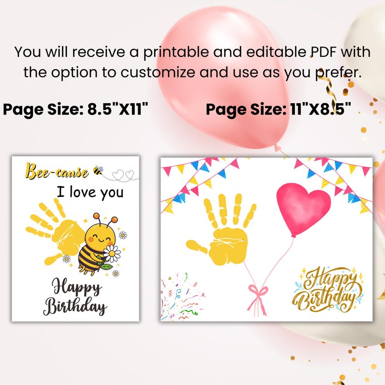 Happy Birthday Handprint Craft Printable, DIY Birthday Card, Kids ...