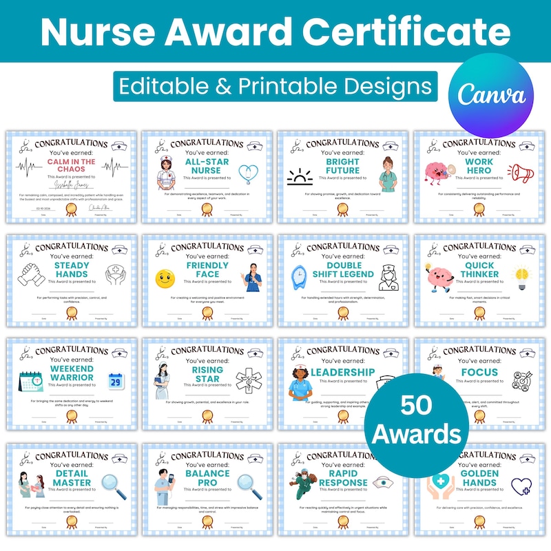 Printable Nursing Awards - Etsy