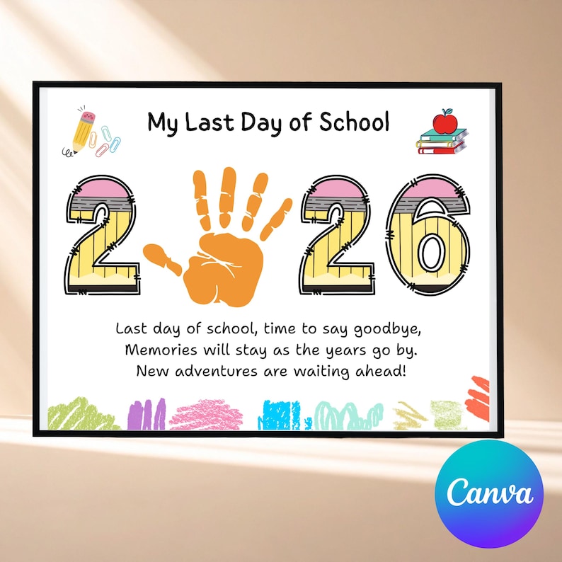 Last Day of School Handprint Craft 2026 Printable Graduation Keepsake ...