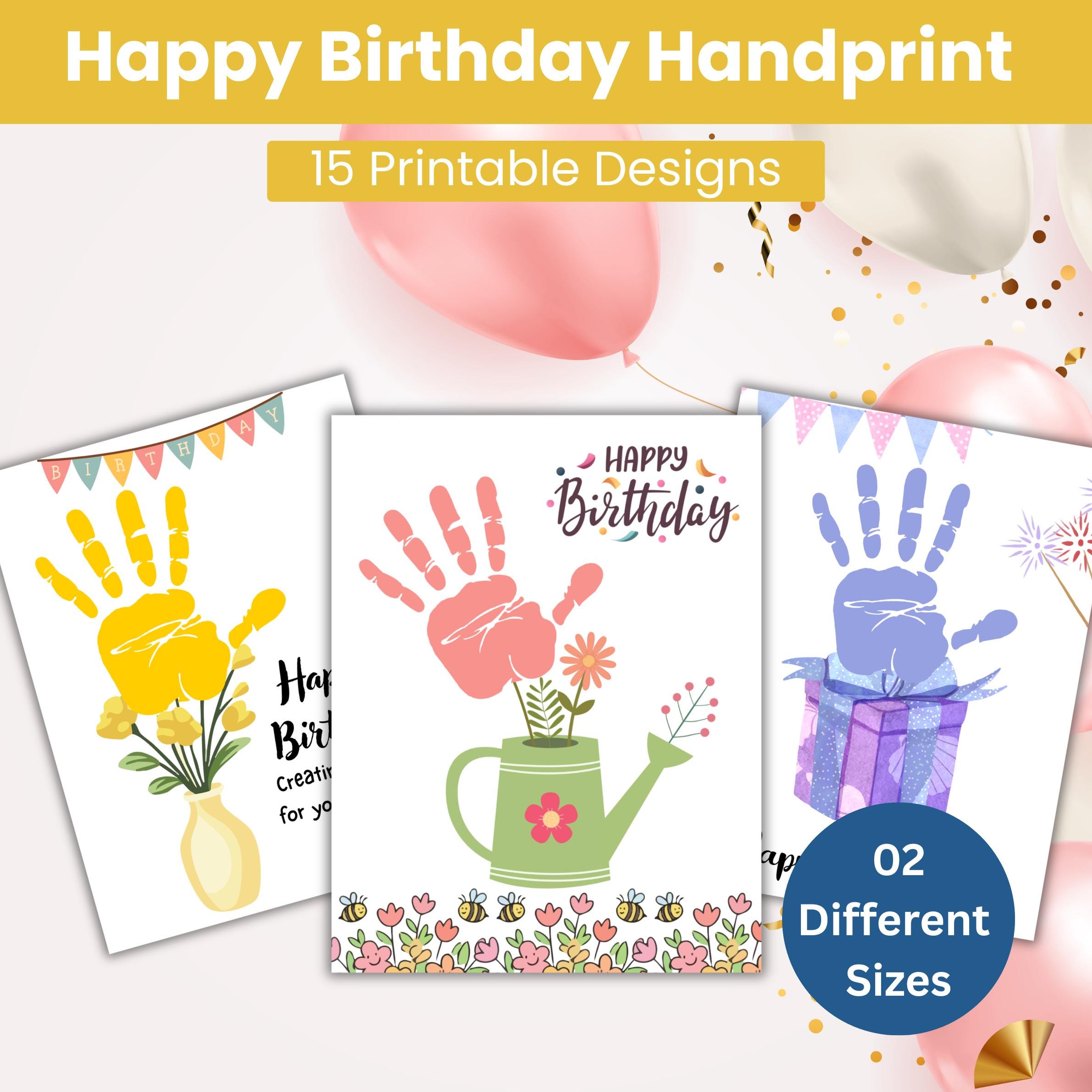 Happy Birthday Handprint Craft Printable, DIY Birthday Card, Kids ...
