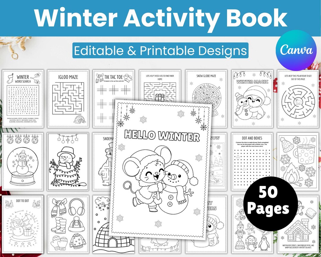 50 Winter Activity Pages, Printable Winter Activity Bundle, Bundle ...