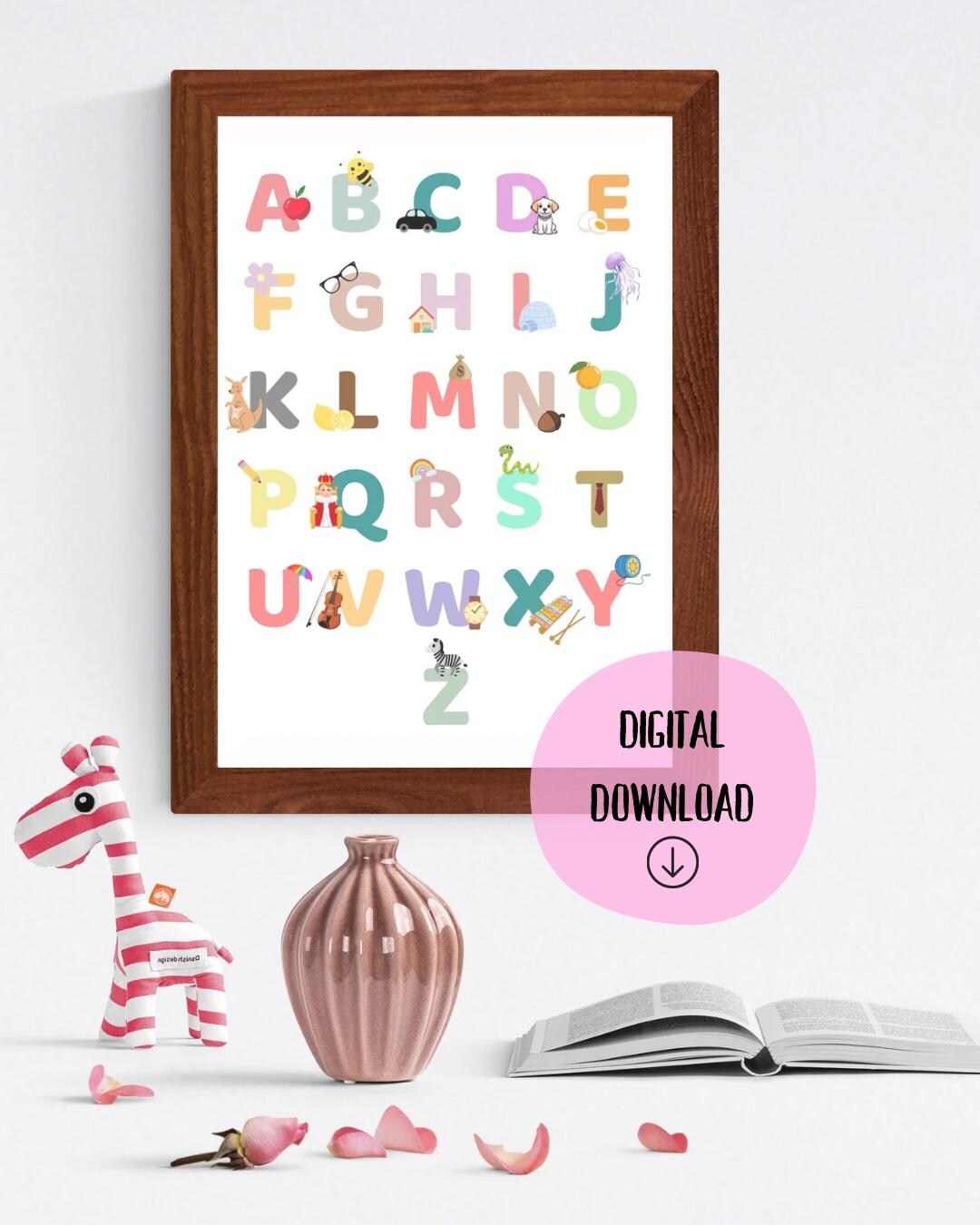 Kids Alphabet Poster A-Z | A4 Digital Download | Educational Wall Art ...