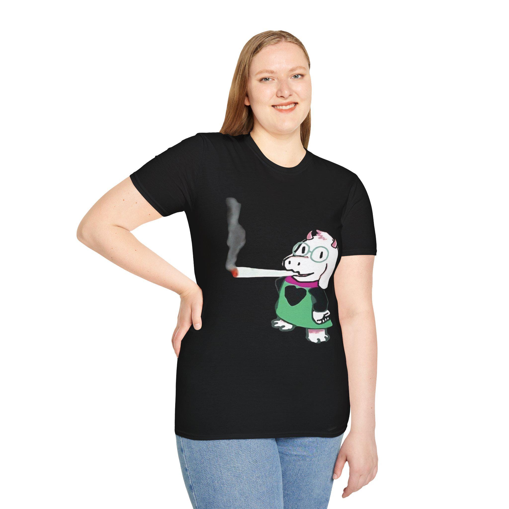 Ralsei Deltarune Chibi Fan Art Unisex Softstyle T-shirt, Smoking Blunt ...