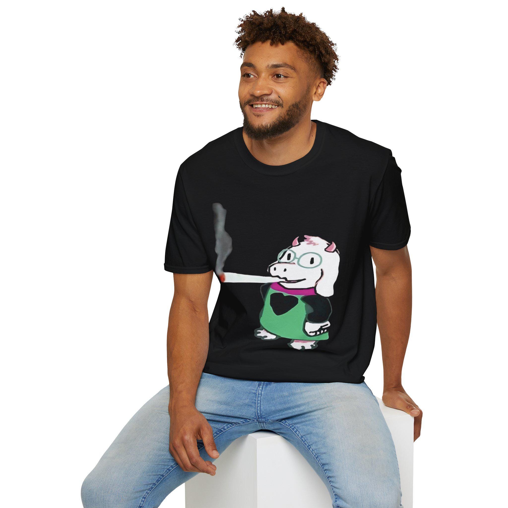 Ralsei Deltarune Chibi Fan Art Unisex Softstyle T-shirt, Smoking Blunt ...