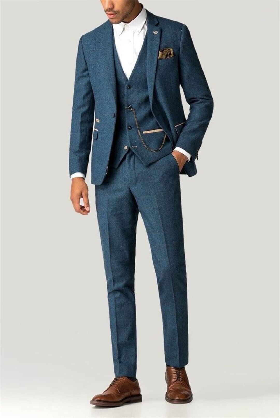 Teal Three-piece Suit - Slim Fit Jacket, Vest & Pants - Etsy