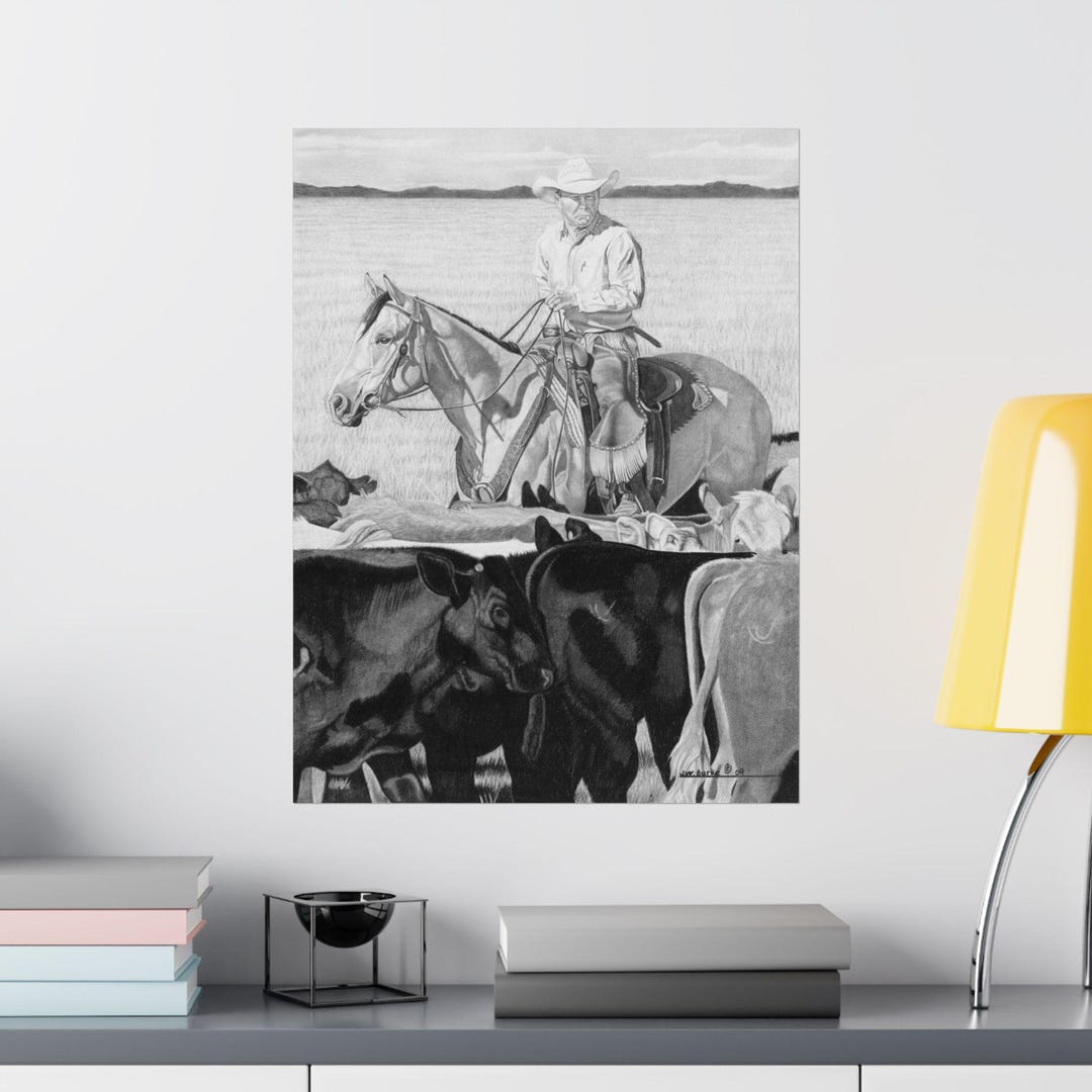 Hot Day on the Job, Cowboy Ranch Life Matte Vertical Posters, Western ...