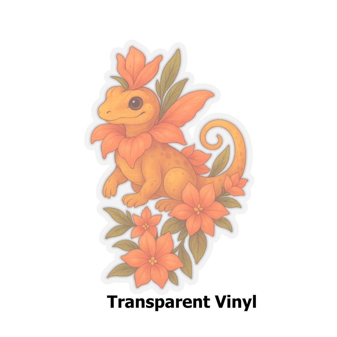 Bloom Beasts - Snapdragon Lizard Sticker 3" Kiss-cut (transparent Vinyl ...
