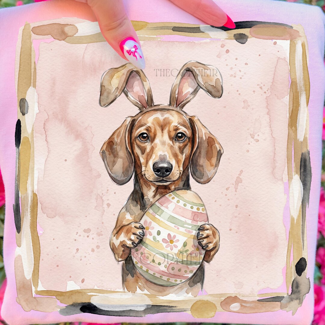 Dachshund Easter PNG, Cute Weiner Dog Spring Sublimation Design ...
