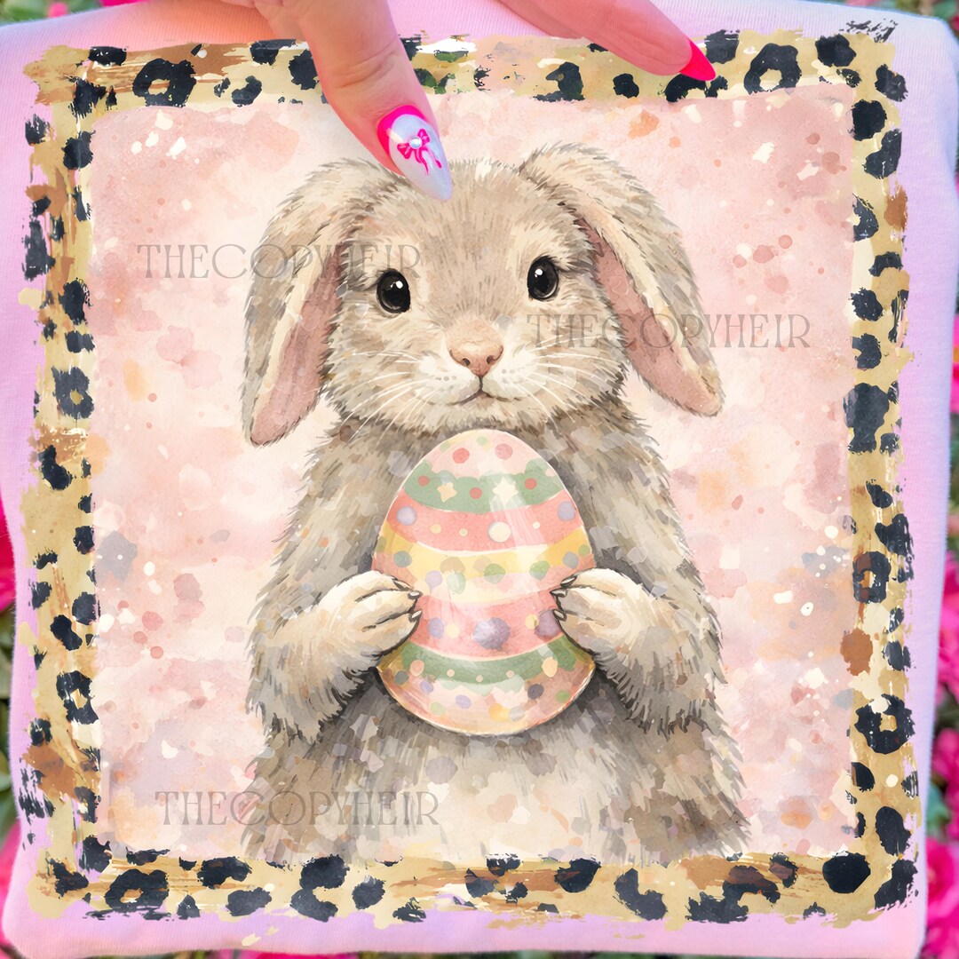 Leopard Easter Bunny PNG, Cute Rabbit Spring Sublimation Design ...