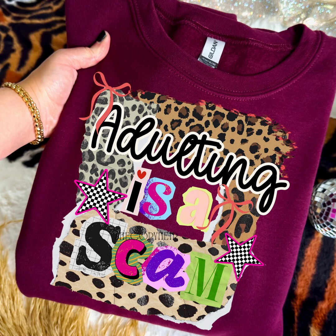 Adulting is A Scam Collage PNG, Preppy Sarcastic Shirt Design, Funny ...