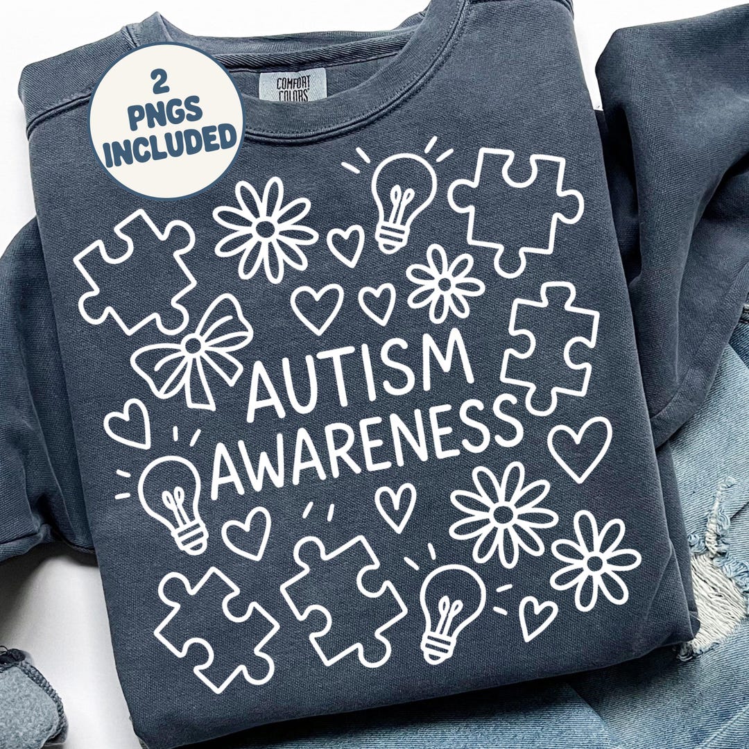 Autism PNG, Autism Awareness Doodle Design, Sublimation Design, Autism ...