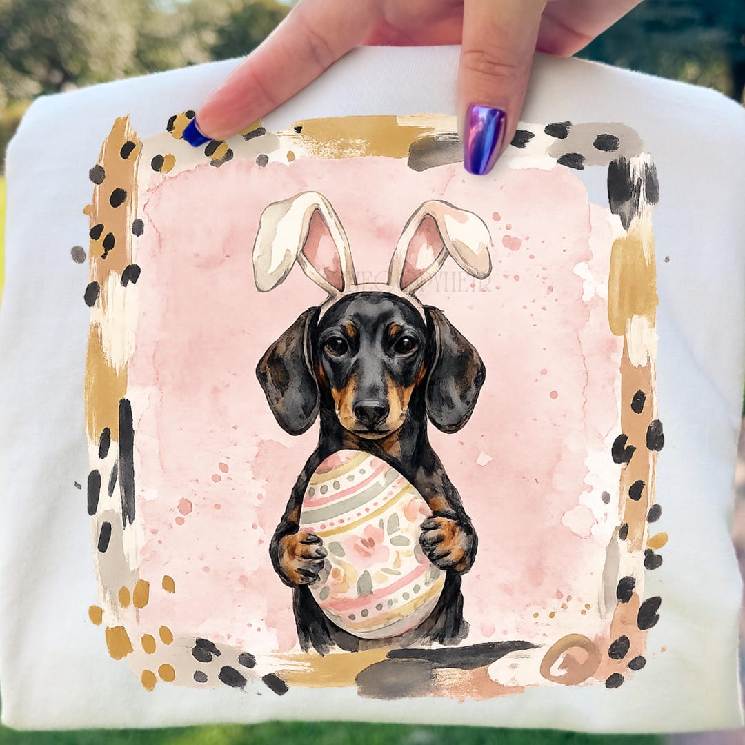 Dachshund Easter PNG, Cute Weiner Dog Spring Sublimation Design ...