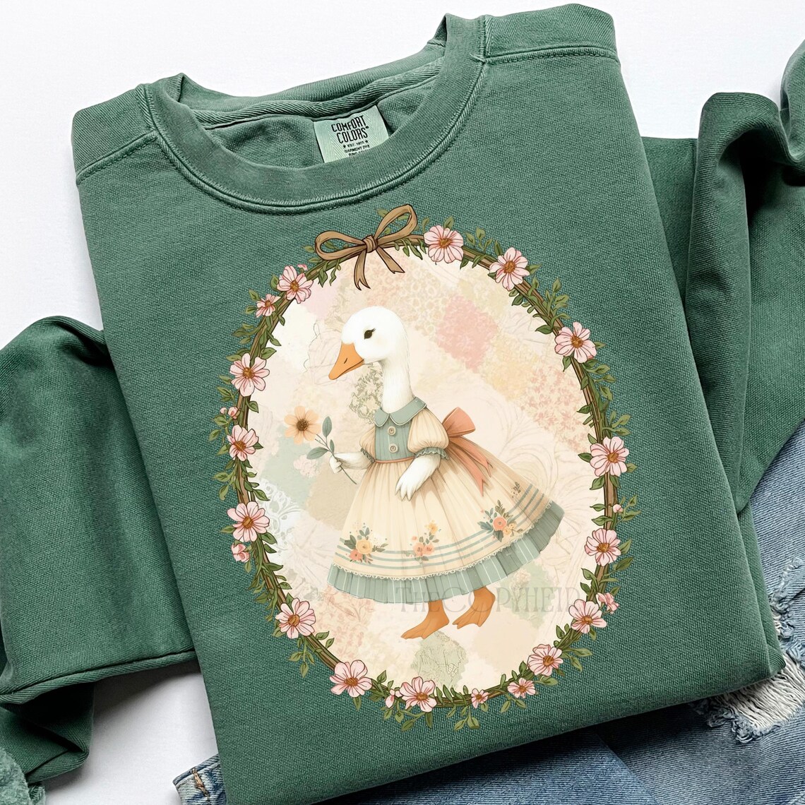 Framed Vintage Goose Png, Cottagecore Floral Sublimation Design ...