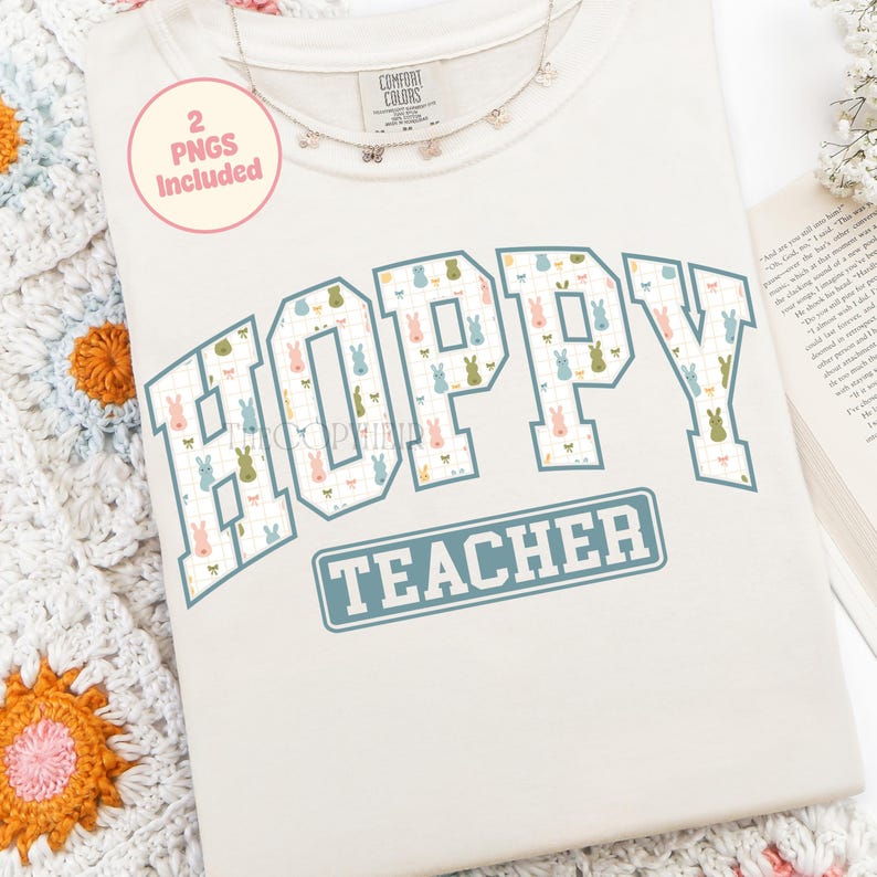 Hoppy Teacher PNG, Coquette Bunny Spring Sublimation Design, Varsity ...