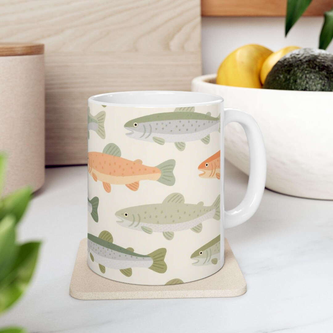 Trout Mug: Rainbow Trout Coffee Cup for Anglers & Cabin Decor - Etsy
