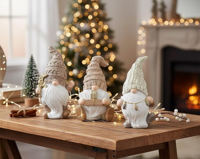 Resin Christmas Gonk Ornament 10cm Small Nordic Gnome Figurine Festive ...