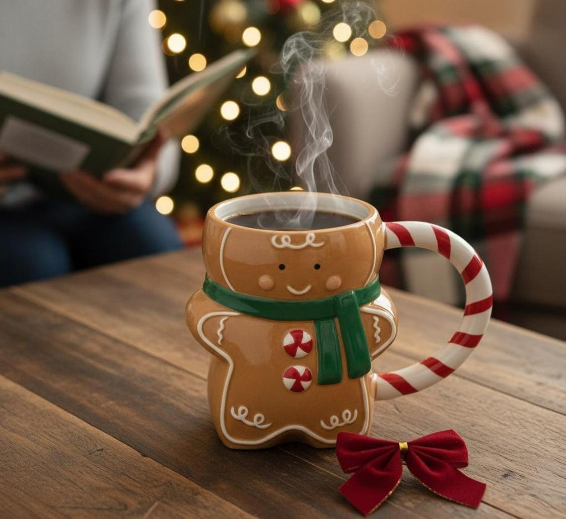 Ceramic Christmas Mugs – Gingerbread Man and Christmas Tree Design ...