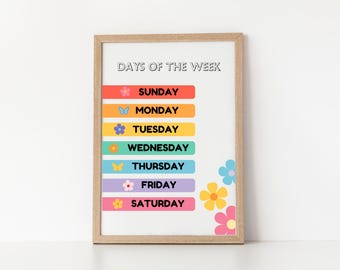 Rainbow Days of the Week Wall Print, Digital Download Print, Cute ...