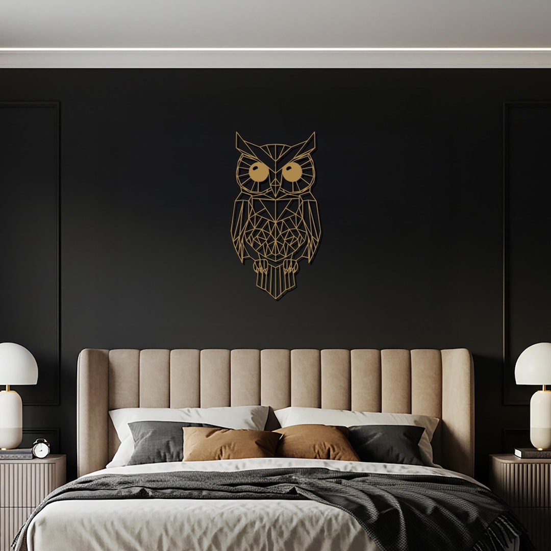 Geometric Owl Metal Wall Art, Modern Animal Wall Decor, Minimalist ...