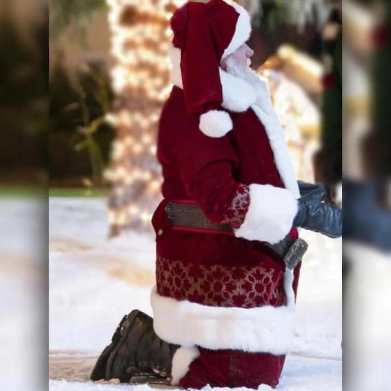Deluxe Velvet Santa Suit | Embroidered Christmas Outfit, Faux Fur Trim ...