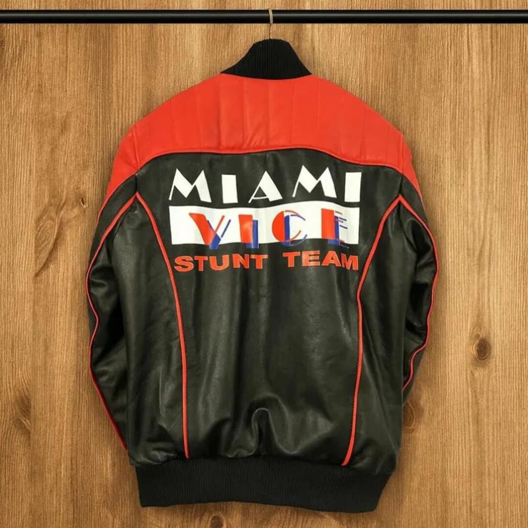 Miami Vice Leather Bomber Jacket: Ryan Gosling Retro Style - Etsy