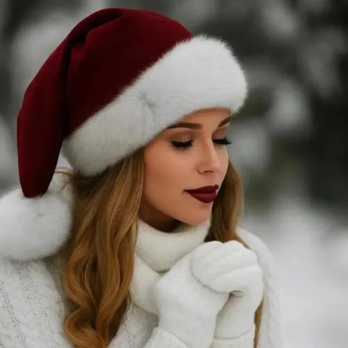 Burgundy Velvet Santa Hat | Faux Fur Trim | Handmade Luxury Christmas ...
