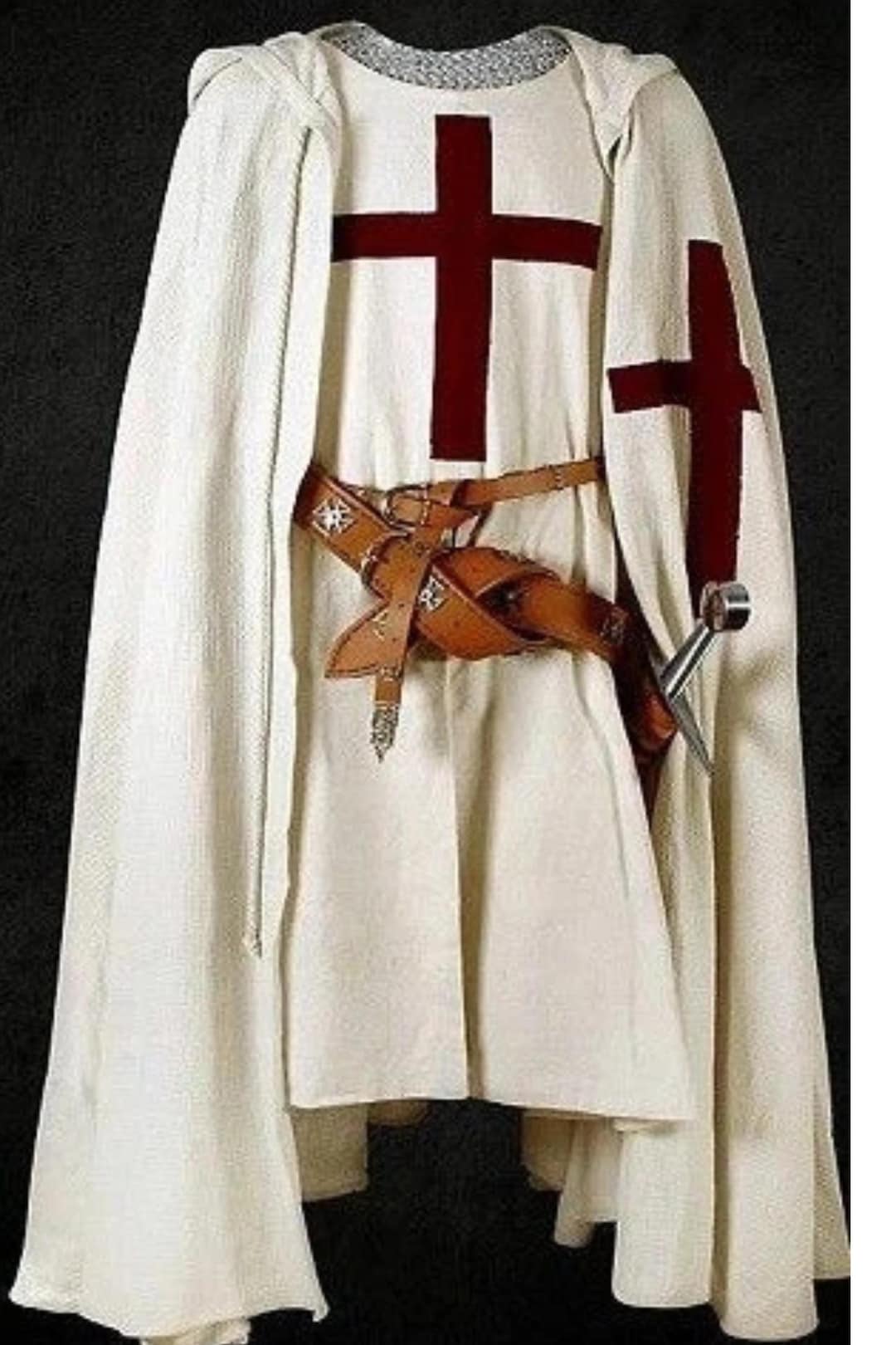 Men's Medieval Knight Tunic and Cloak Costume, Crusader LARP ...