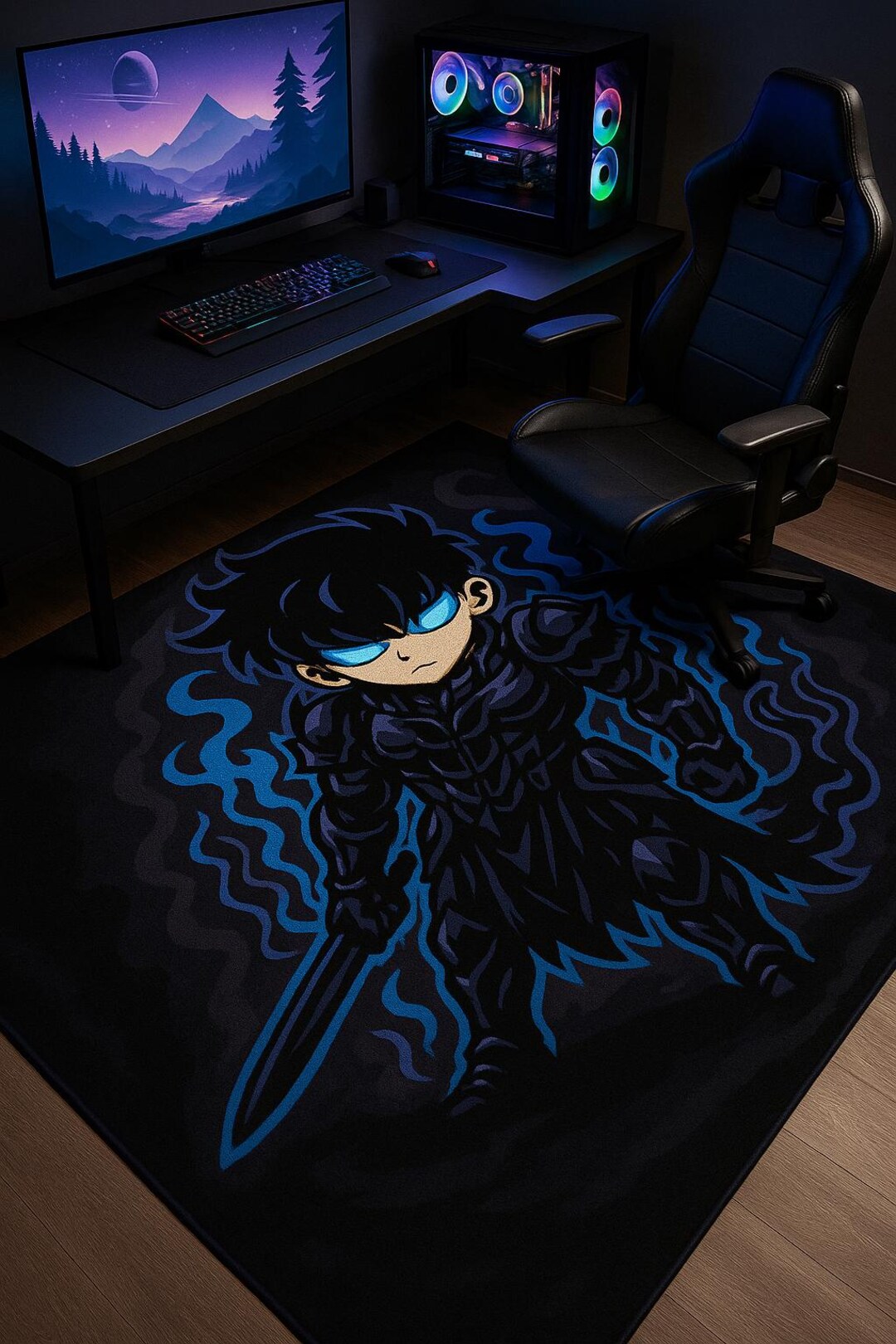 Sung Jinwoo Rug Solo Leveling | Anime Gaming Rug for Gamer Room | Hero ...