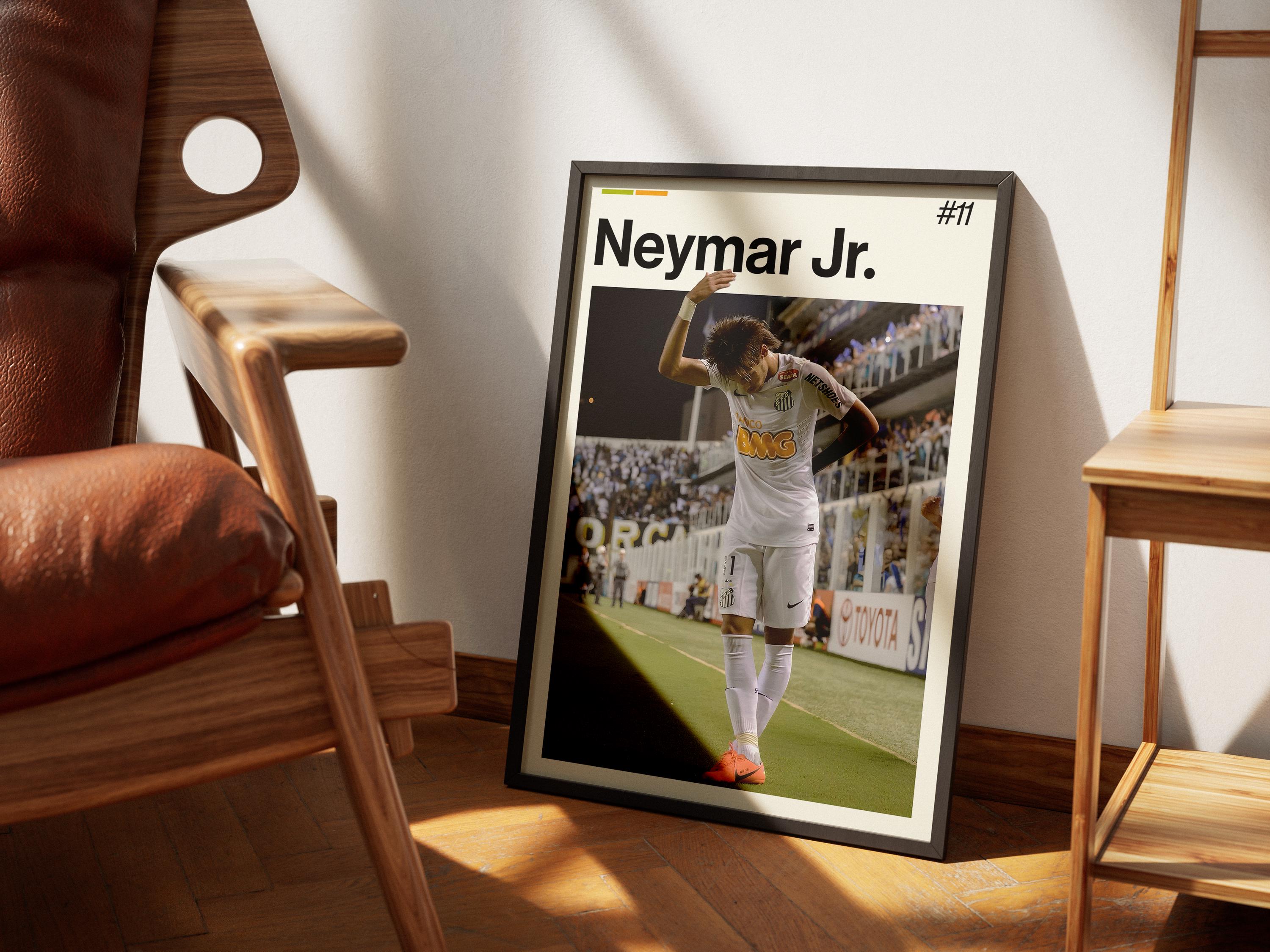 Neymar Jr. Poster, Neymar Football Wall Art, Framed Soccer Print ...
