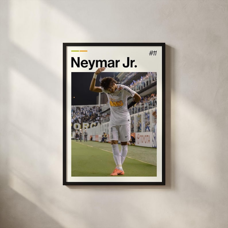 Neymar Jr. Poster, Neymar Football Wall Art, Framed Soccer Print ...