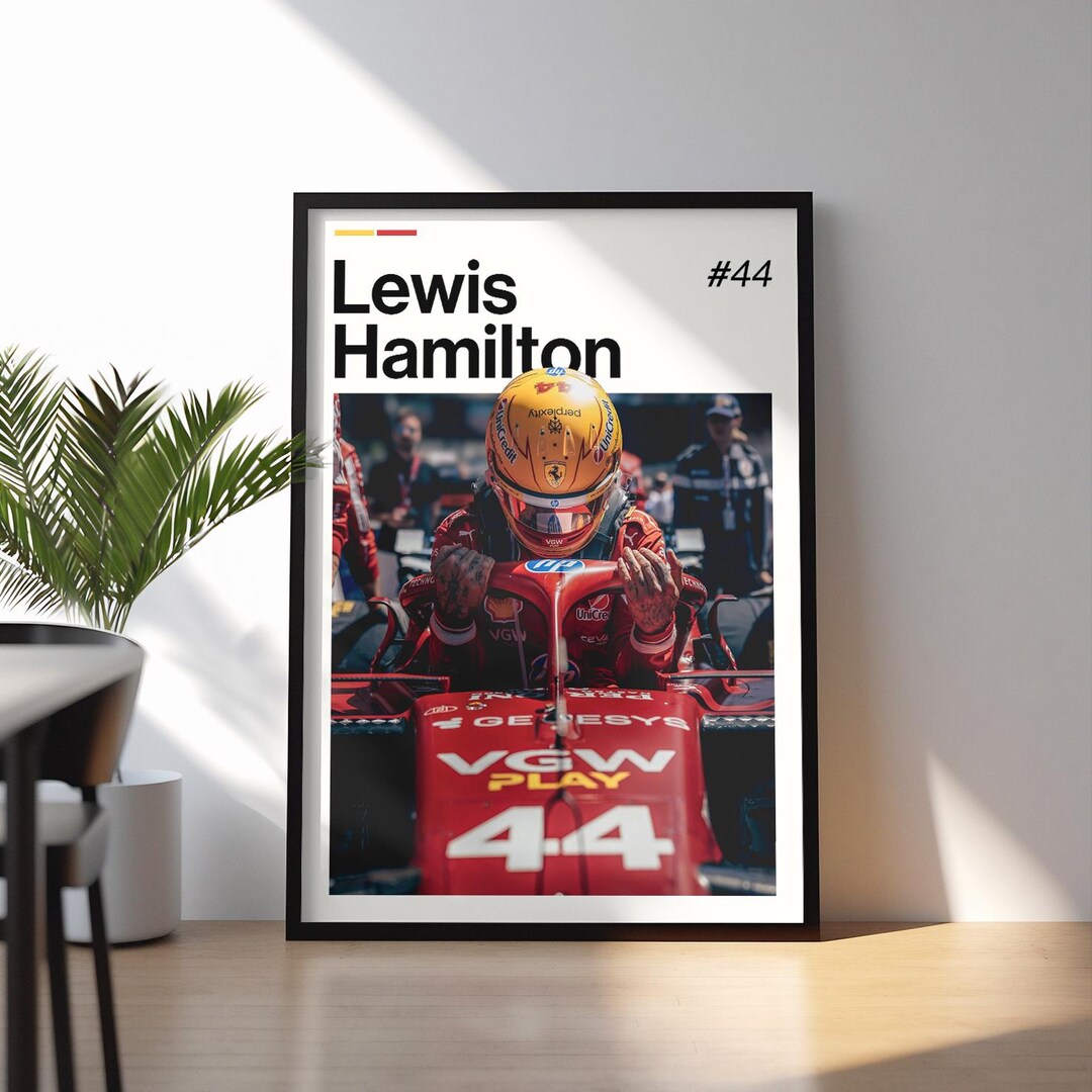 Lewis Hamilton Poster, Hamilton Ferrari Wall Art, Framed Ferrari F1 ...