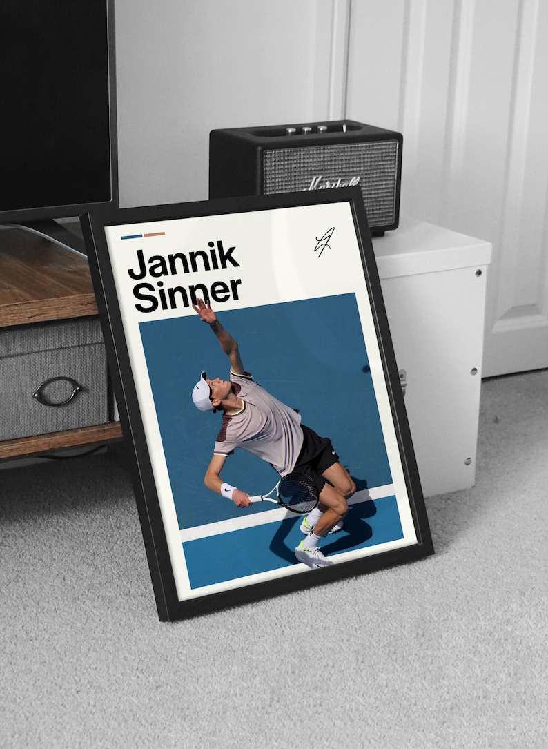 Jannik Sinner Poster, Sinner Tennis Wall Art, Framed ATP Print, Sports ...