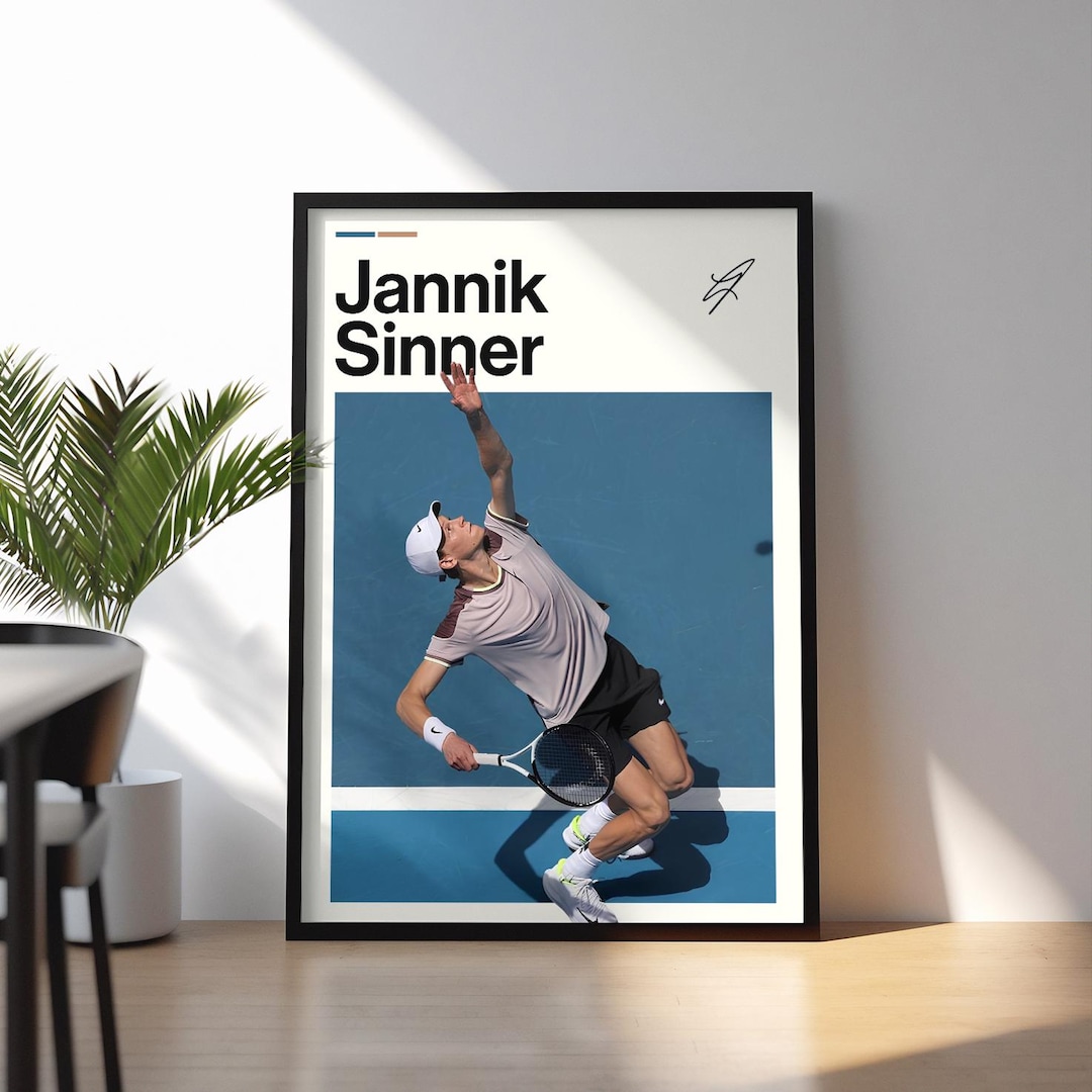 Jannik Sinner Poster, Sinner Tennis Wall Art, Framed ATP Print, Sports ...