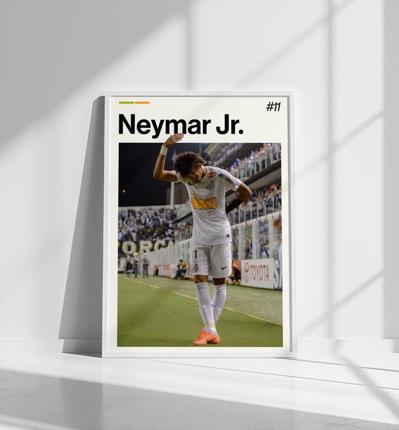 Neymar Jr. Poster, Neymar Football Wall Art, Framed Soccer Print ...
