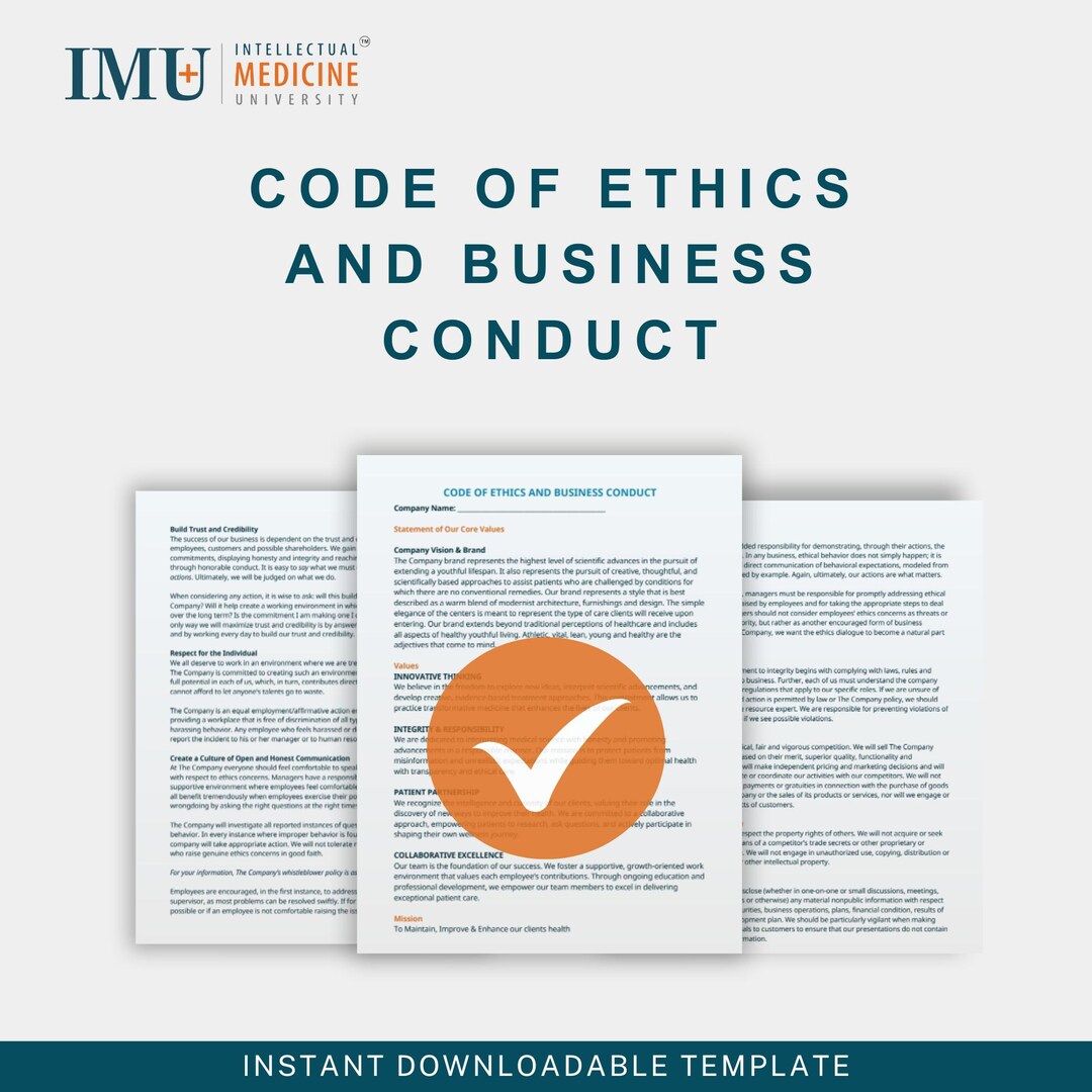 Clinic Ethics & Conduct Policy Template: Employee Handbook (digital ...