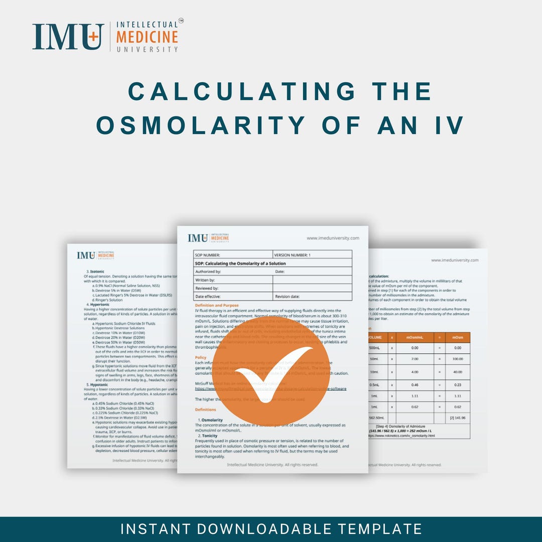 Calculating the Osmolarity of an IV – Step-by-step SOP, Formulas ...