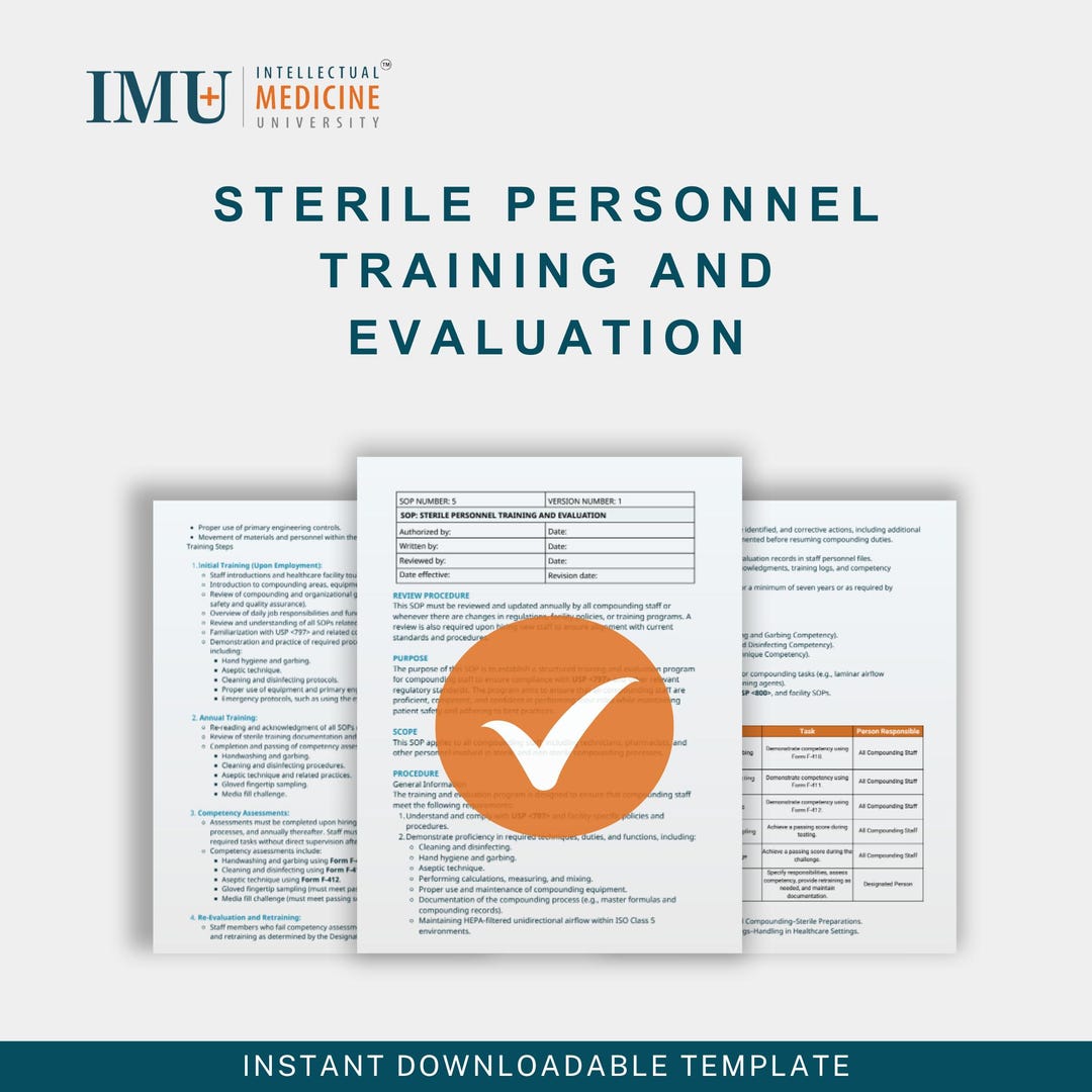 Sterile Personnel Training SOP – USP 797, Aseptic Technique (PDF ...