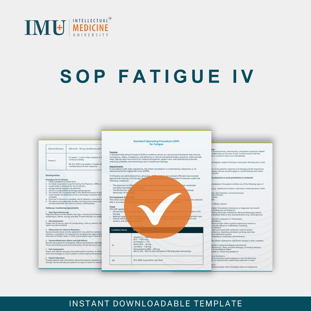 Fatigue IV Vitamin SOP – Infusion Protocol (digital Download) - Etsy