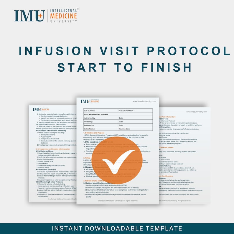 IV Therapy SOP: Infusion Visit Protocol - Intake, Monitoring, Discharge ...